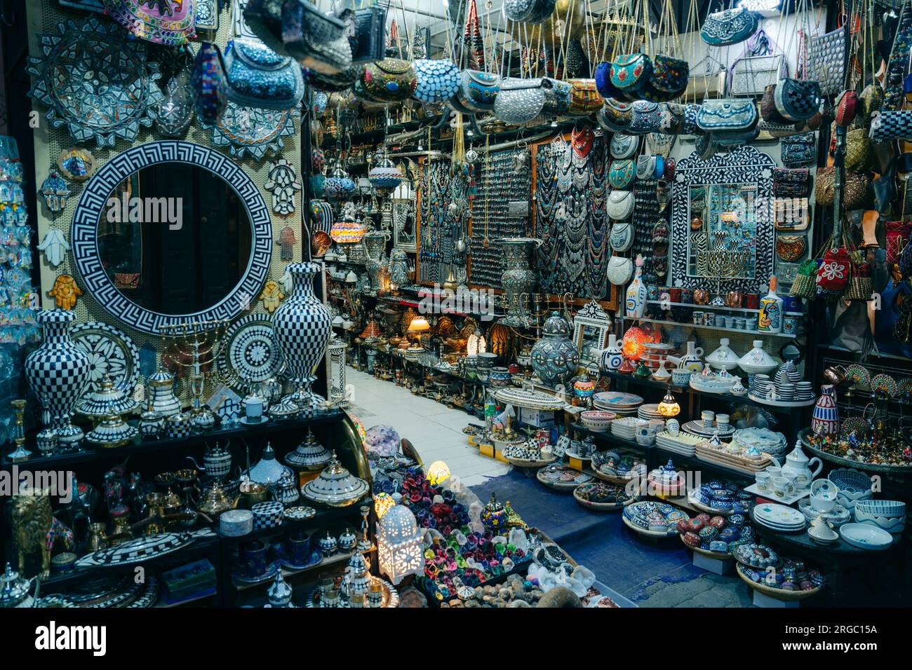 Traditional medina shops in Morocco Stock Photo - Alamy