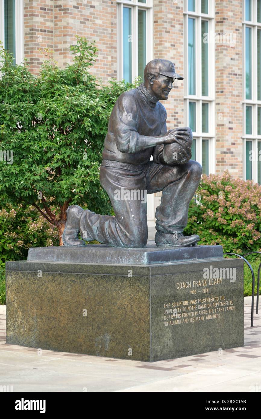 A statue of former Notre Dame Fighting Irish football coach Frank Leahy ...