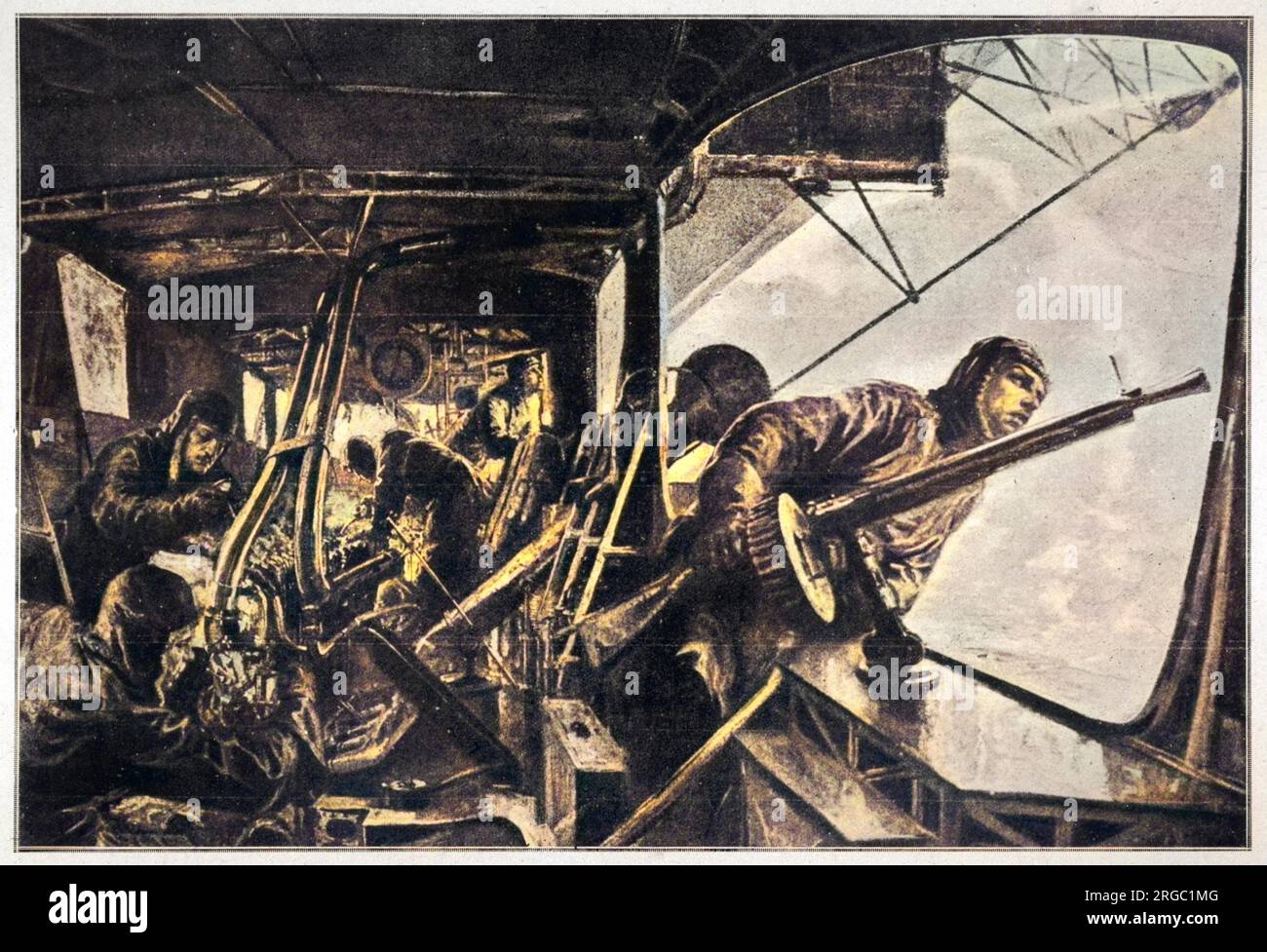 The interior of a Zeppelin in the course of a bombing raid on England ...