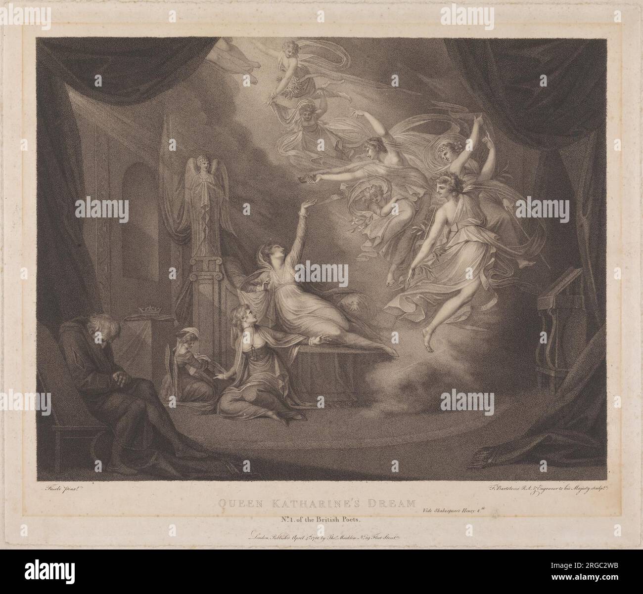 Queen Katherine's Dream - "Henry VIII" by Francesco Bartolozzi Stock ...