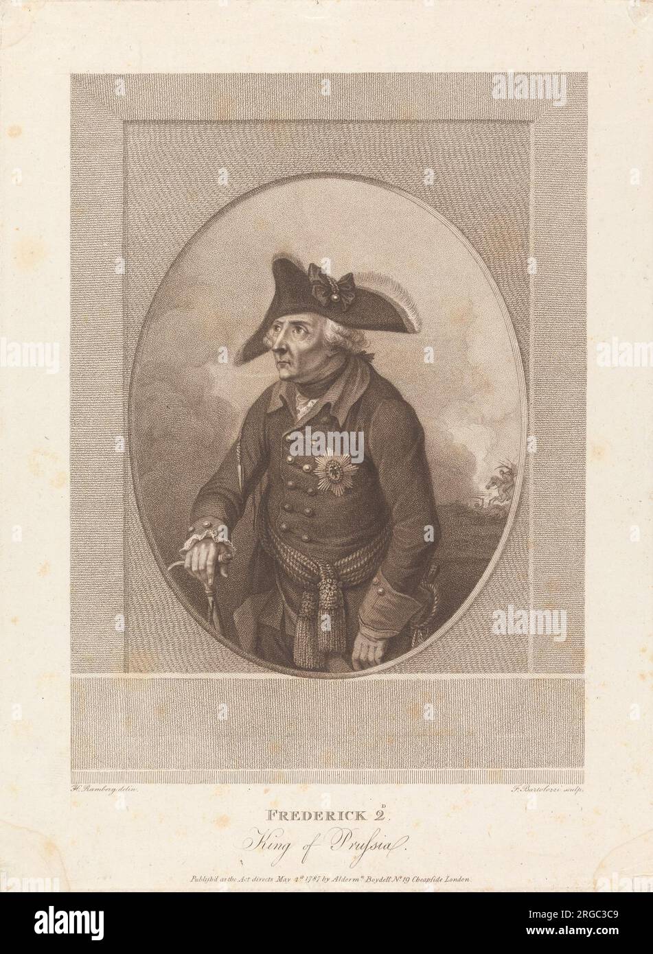 Frederick second, King of Prussia 1787 by Francesco Bartolozzi Stock ...