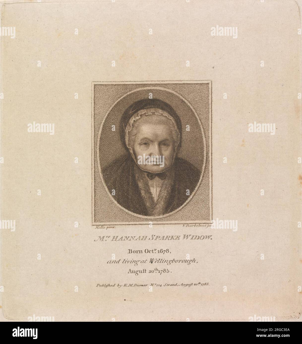 Mrs. Hannah Sparke, Widow 1785 by Francesco Bartolozzi Stock Photo - Alamy