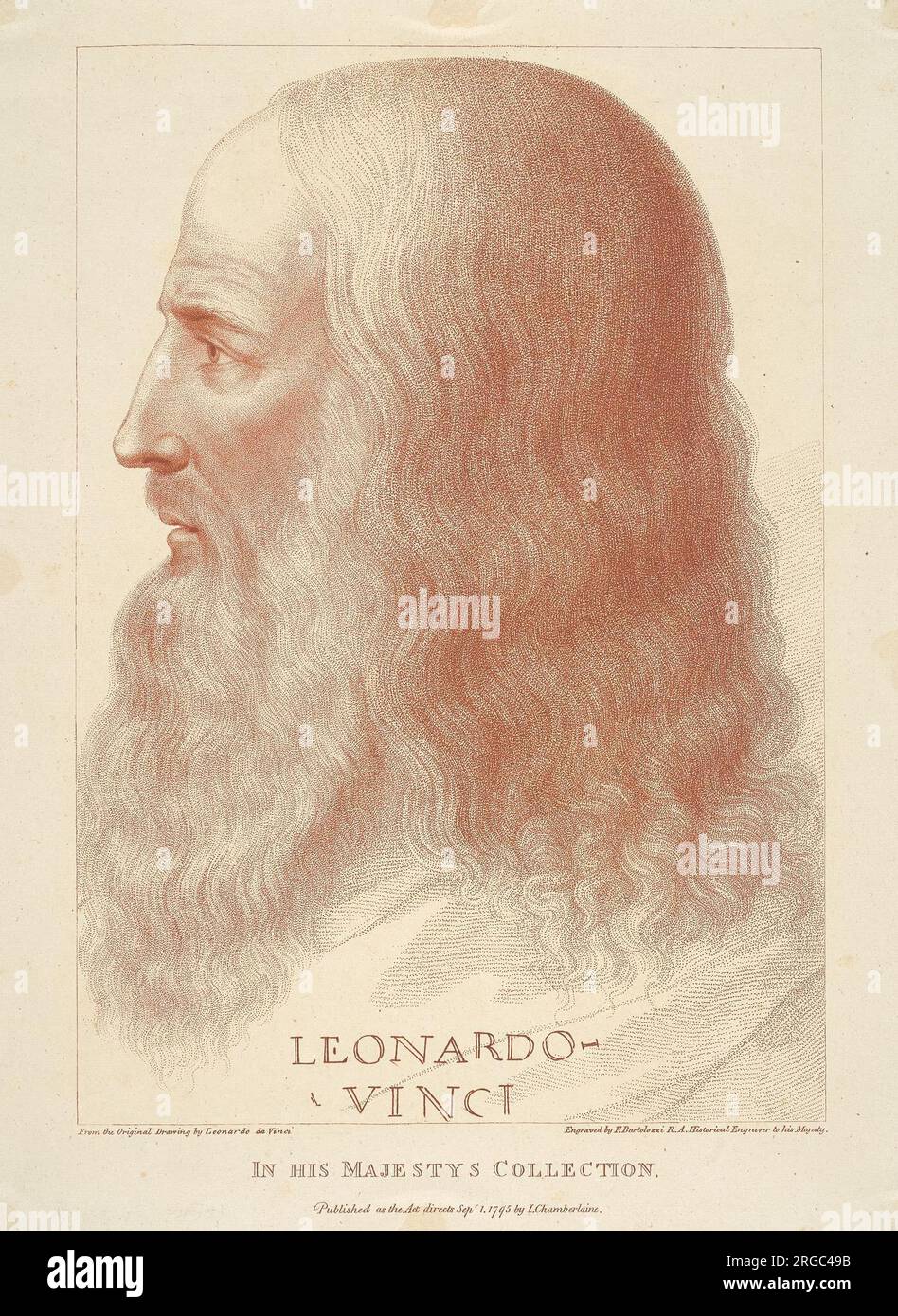 Portrait in profile of Leonardo da Vinci 1795 by Francesco Bartolozzi ...