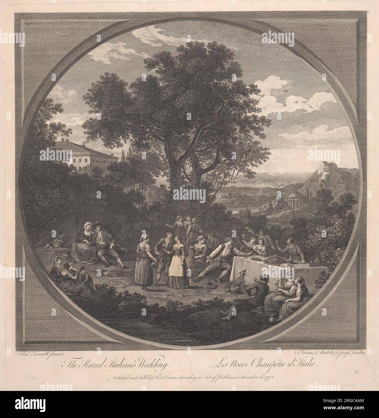 The Rural Italian's Wedding 1775 by Francesco Bartolozzi Stock Photo ...