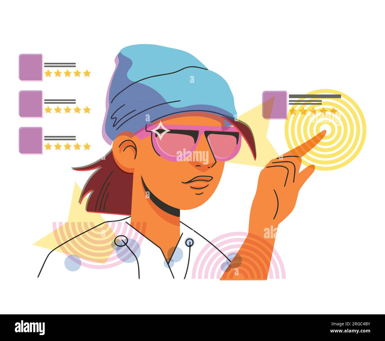 Guy using smart glasses, VR virtual reality and augmented reality ...