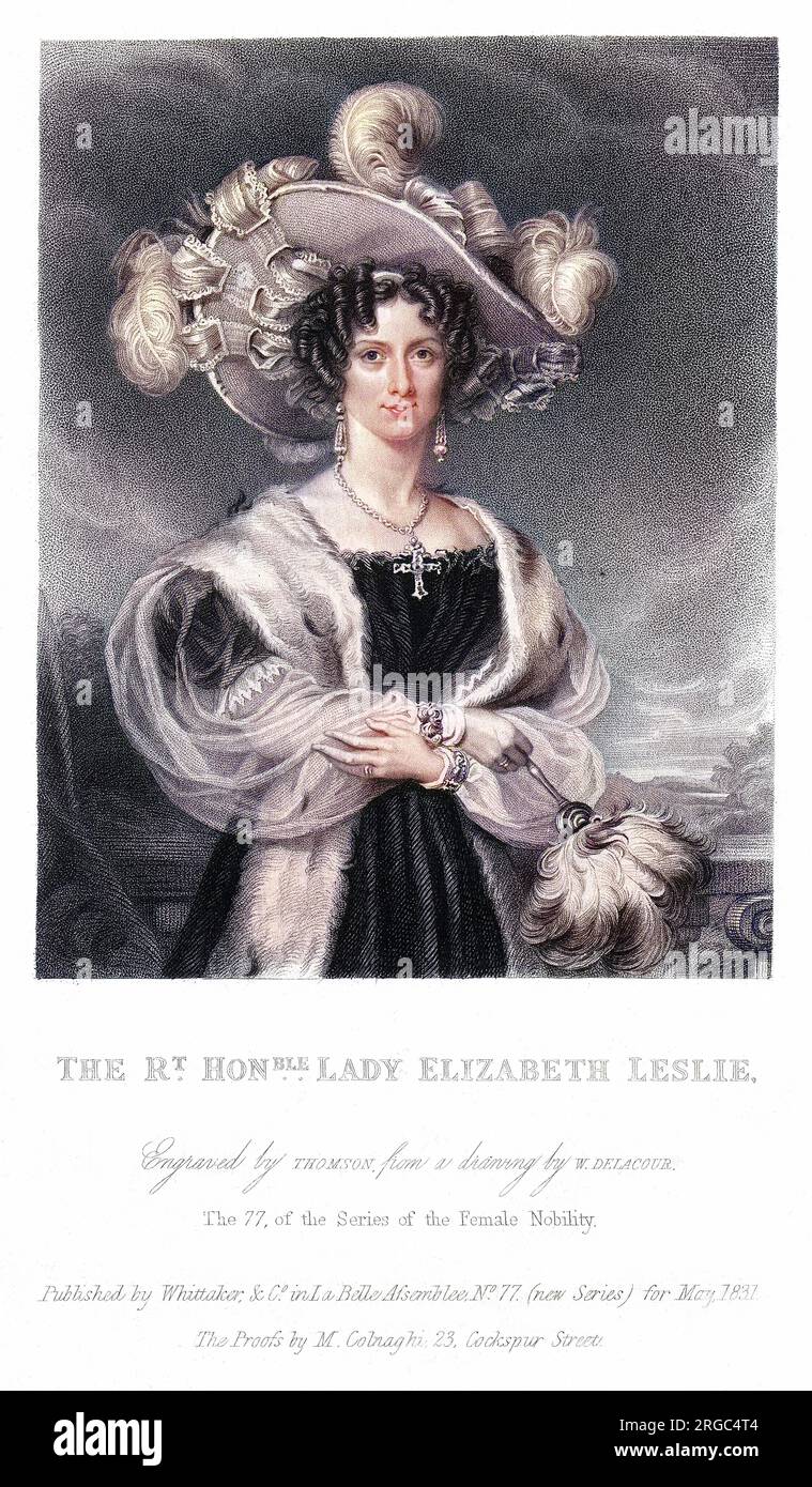LADY ELIZABETH LESLIE is portrayed in an extravagant hat, but wearing a ...