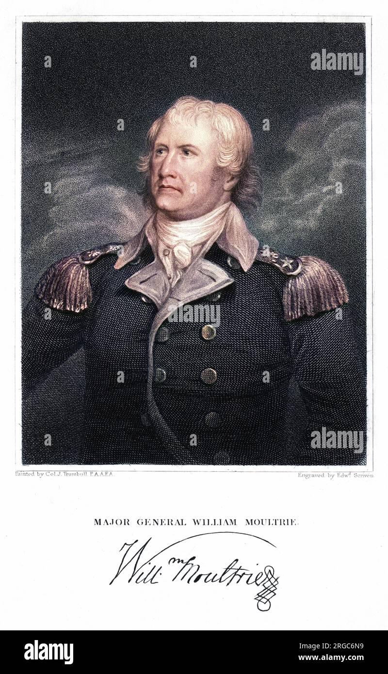 WILLIAM MOULTRIE American military commander with his autograph Stock ...