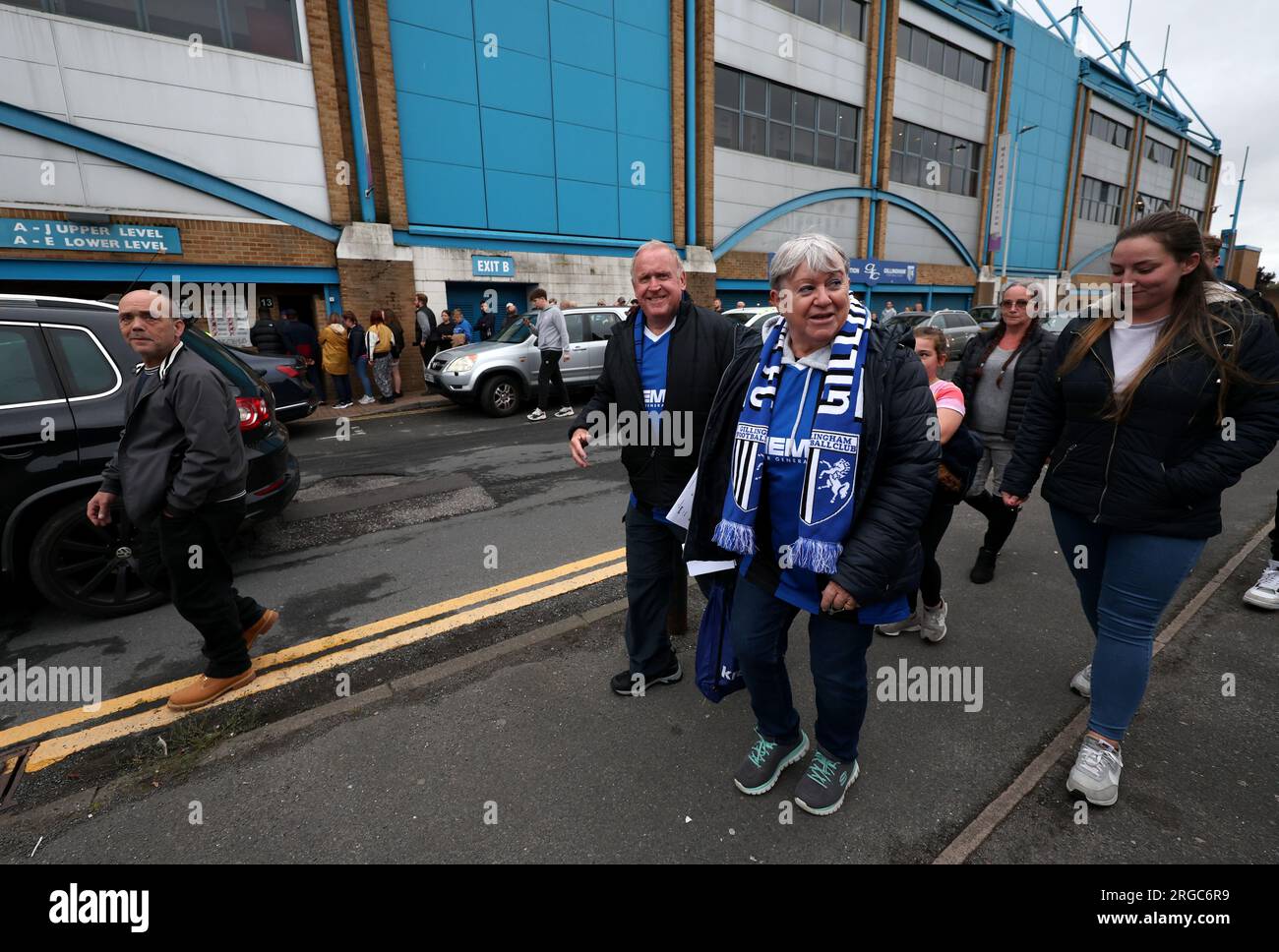 Gillingham fans make their way to the stadium ahead of the Carabao Cup ...
