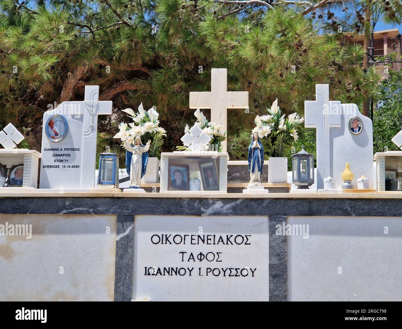 Graves at Agios Georgiou cemetery, Syros island, Greece, Southern ...