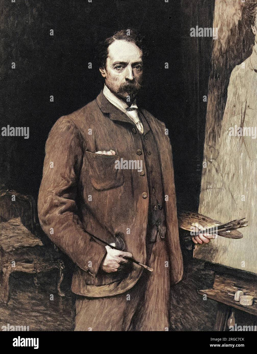 WILLIAM QUILLER ORCHARDSON artist depicted by himself at work Stock ...