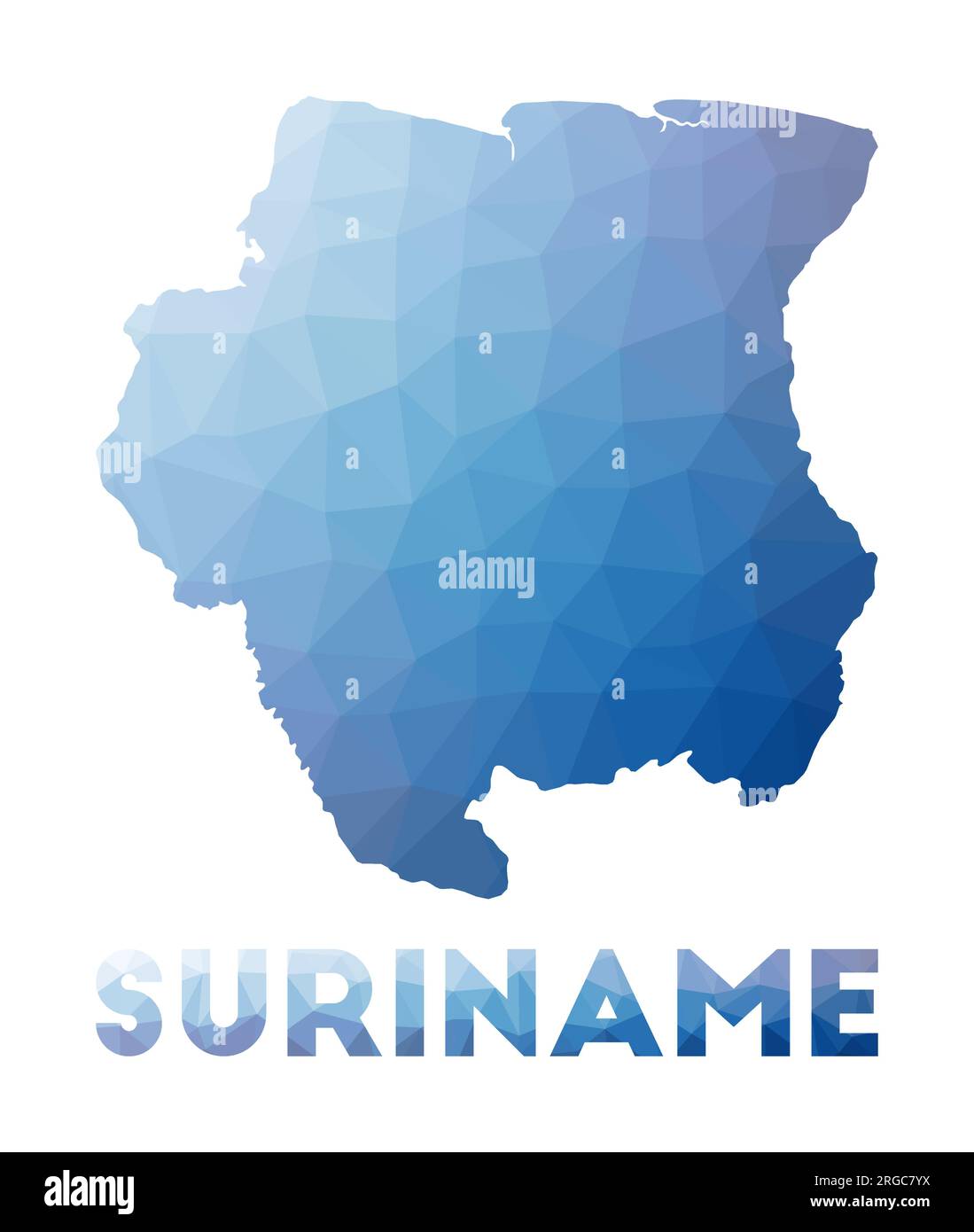 Low poly map of Suriname. Geometric illustration of the country. Suriname polygonal map ...