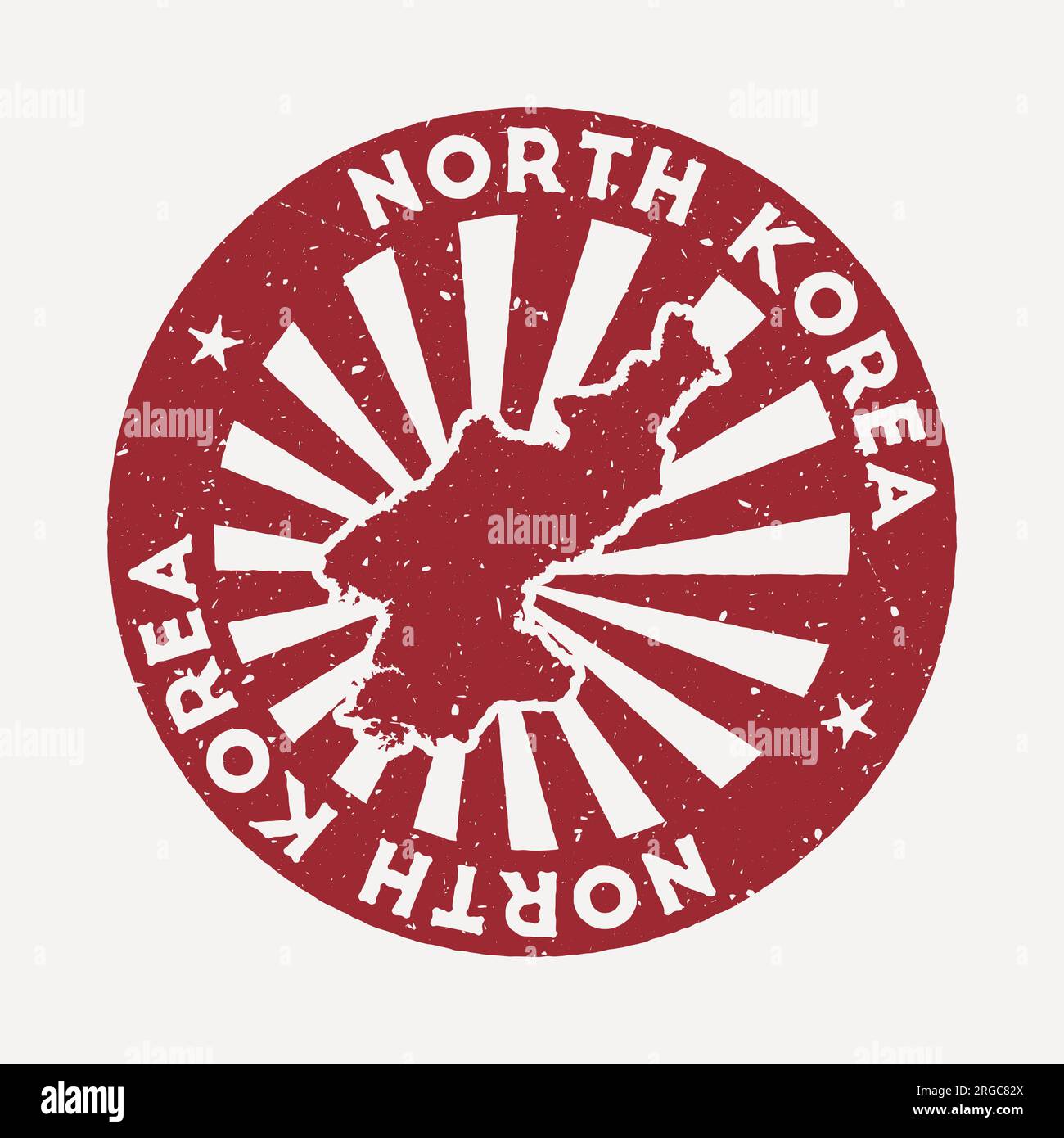 North Korea stamp. Travel red rubber stamp with the map of the country ...