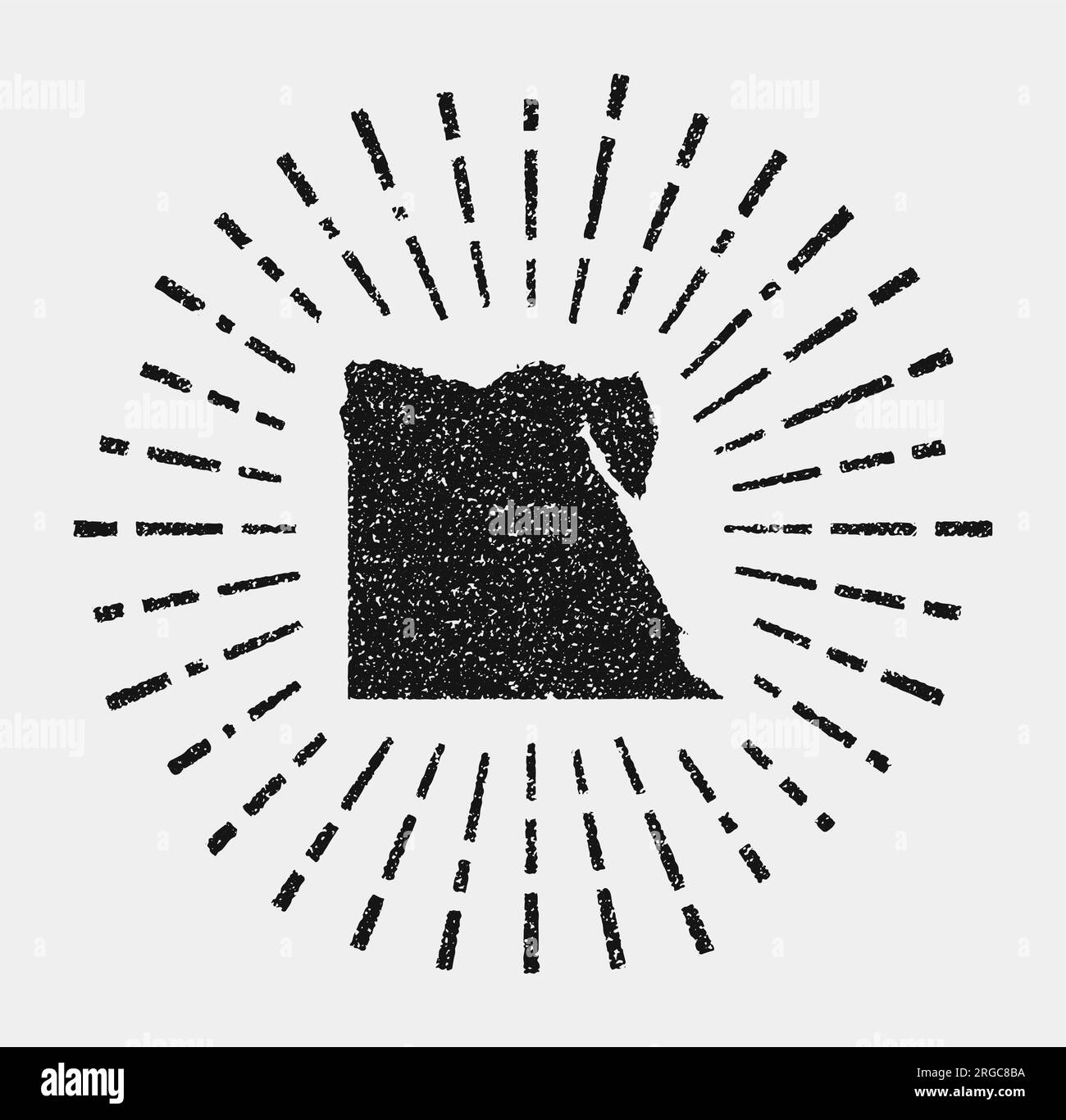 Vintage map of Egypt. Grunge sunburst around the country. Black Egypt ...