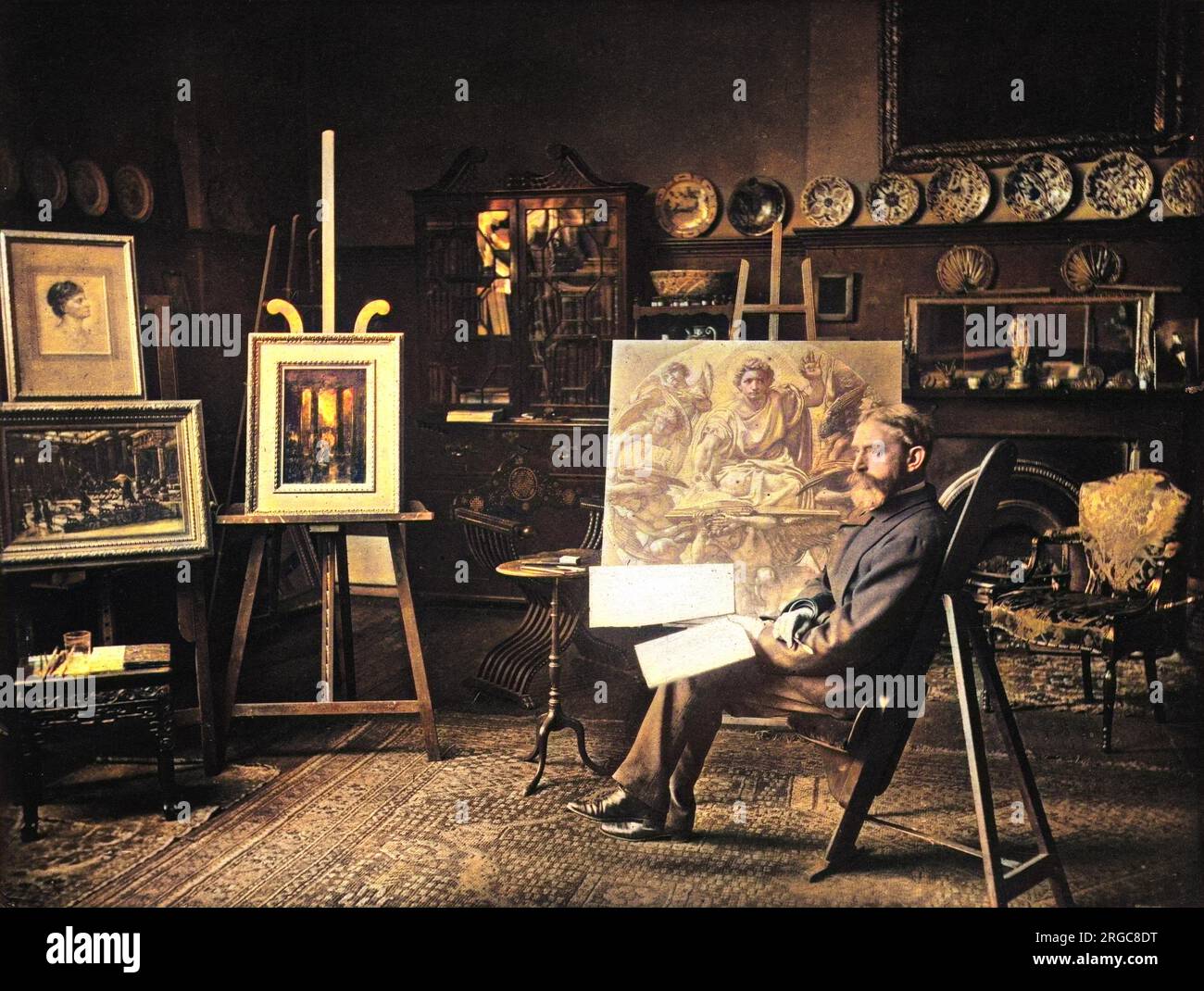 SIR EDWARD JOHN POYNTER artist, in his studio Stock Photo - Alamy