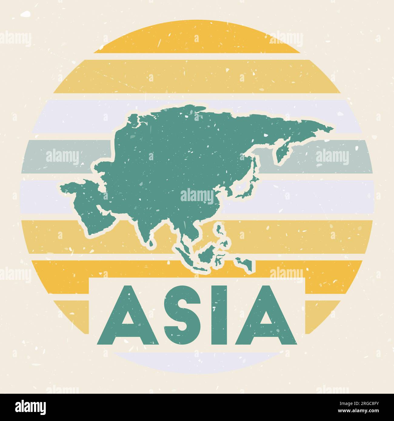 Asia logo. Sign with the map of continent and colored stripes, vector ...