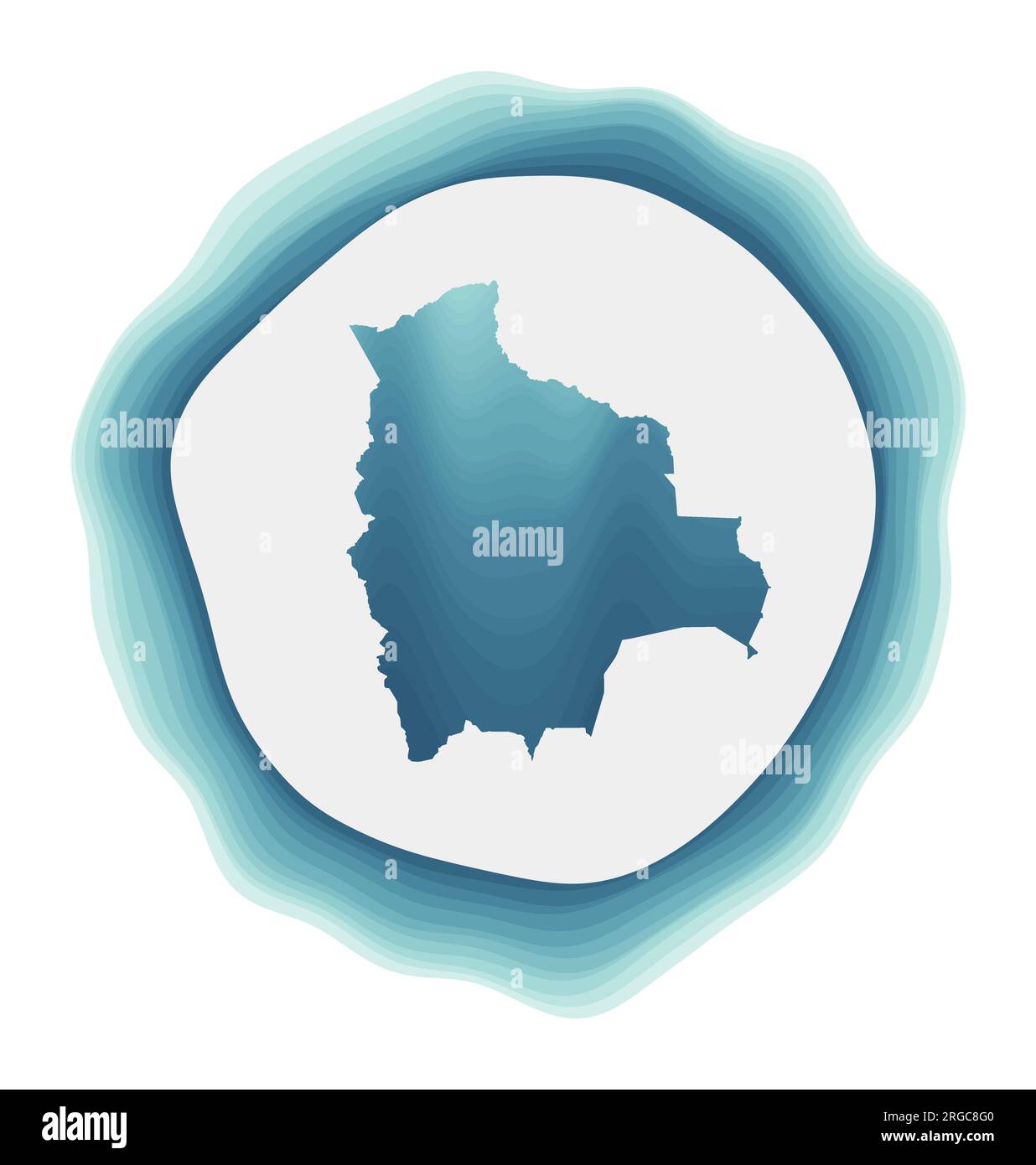 Bolivia logo. Badge of the country. Layered circular sign around Bolivia border shape. Authentic ...