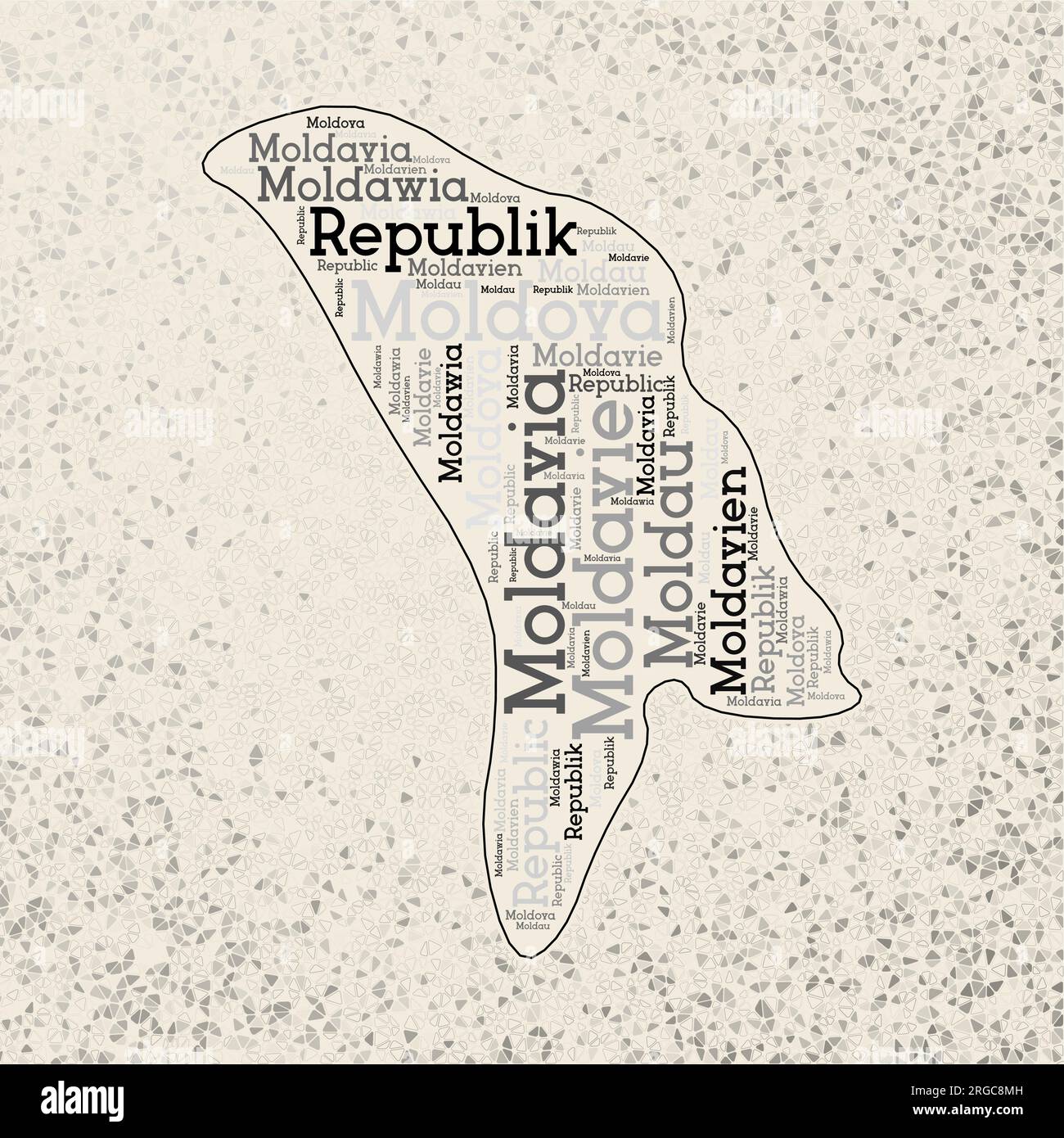 Moldova shape with country names word cloud in multiple languages ...
