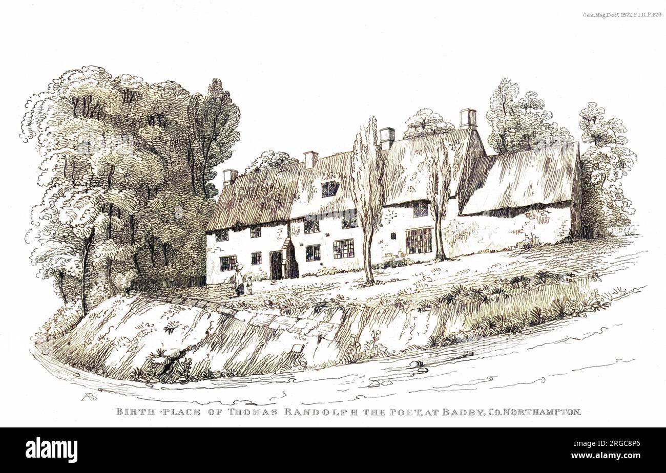 The birthplace of the poet THOMAS RANDOLPH at Badby, Northamptonshire ...