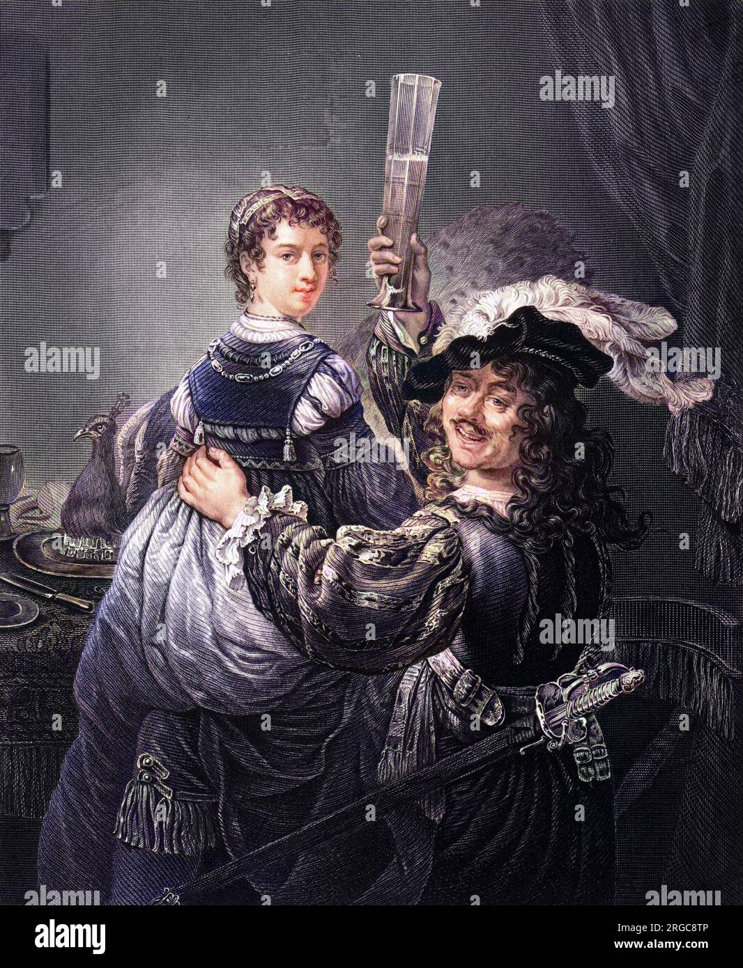 REMBRANDT VAN RHYN Dutch artist depicted with his wife Saskia Stock ...