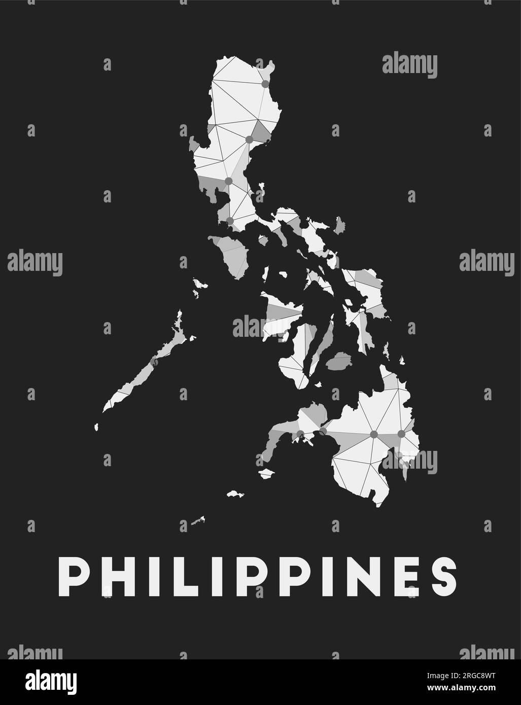 Philippines communication network map of country. Philippines trendy ...