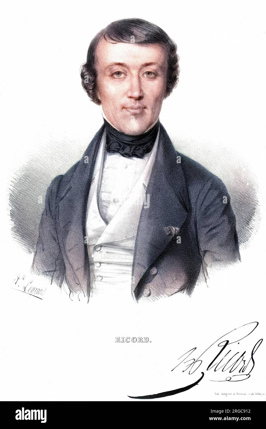 PHILIPPE RICORD French surgeon, early in his career. with his autograph ...