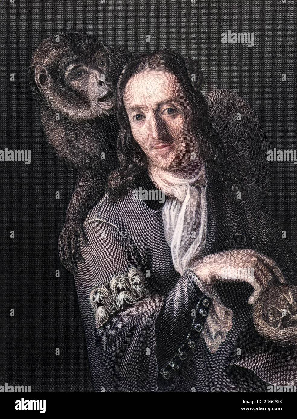 SALVATOR ROSA Italian artist, with a monkey Stock Photo - Alamy