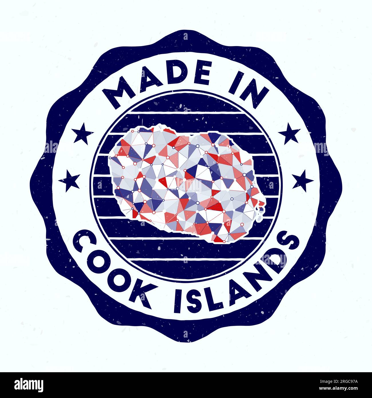 Made In Cook Islands. Island round stamp. Seal of Cook Islands with ...