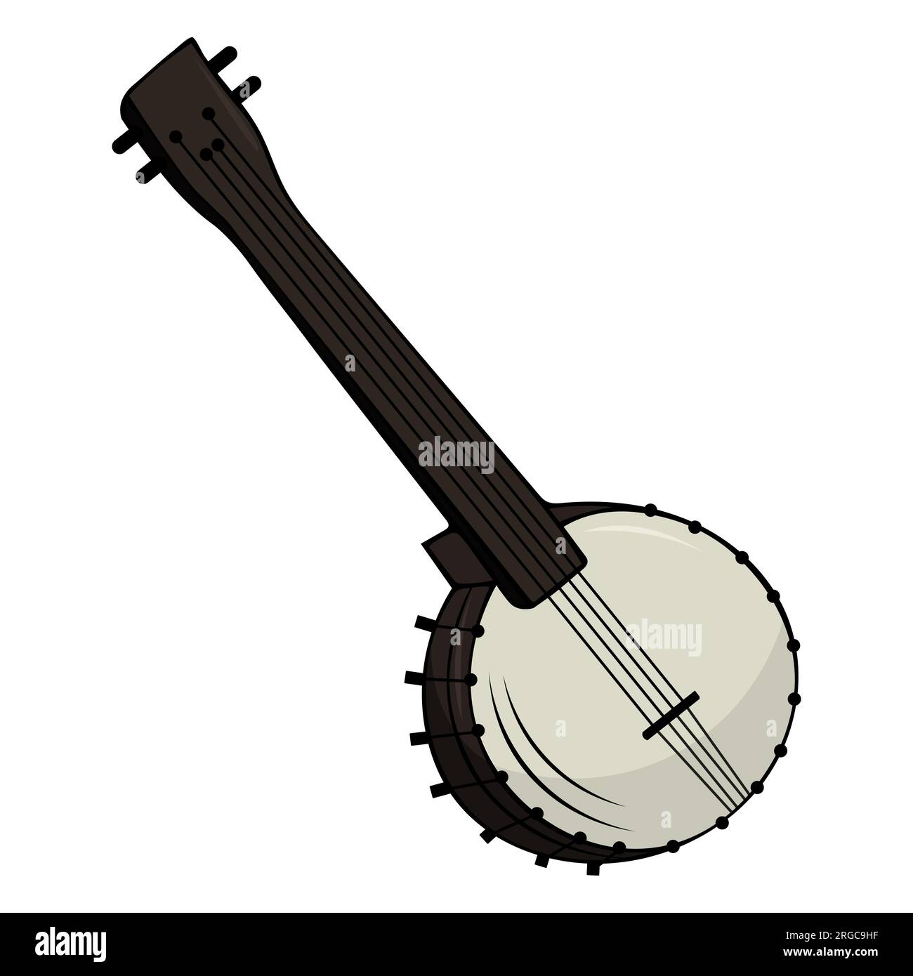 American banjo isolated retro musical instrument. Vector four string ...