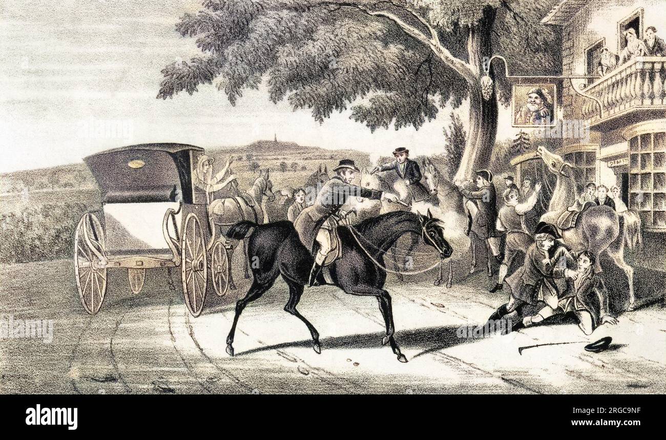 Dick Turpin shoots fellow highwayman, Tom King Stock Photo - Alamy