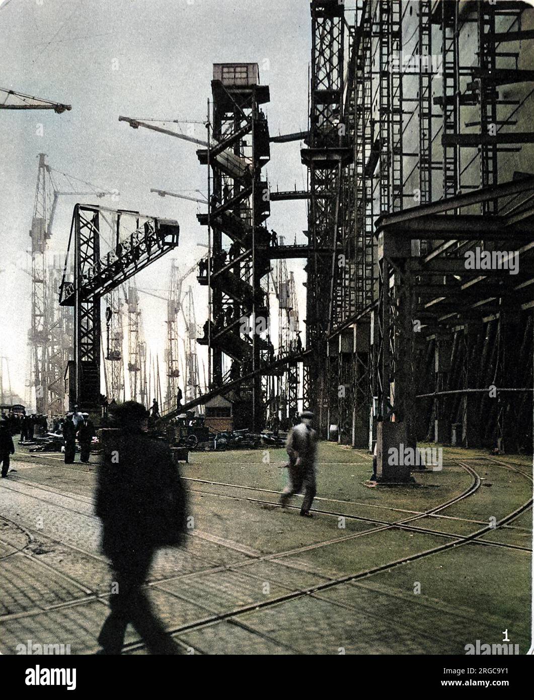 Photograph of 'Queen Mary', then known as 'Hull Number 534', under ...