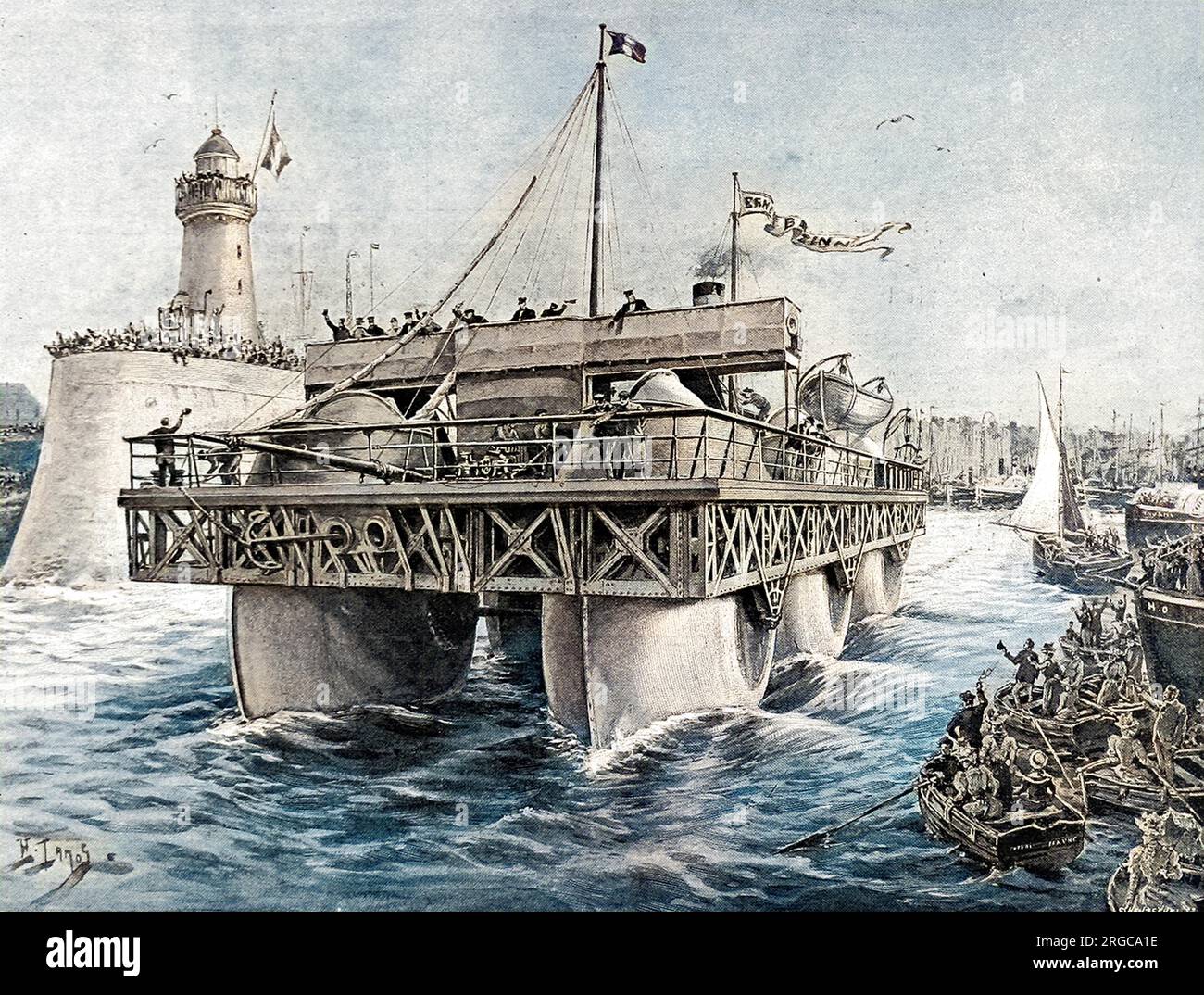 Illustration of M. Bazin's Roller Steamer, SS 'Ernest Bazin', leaving ...