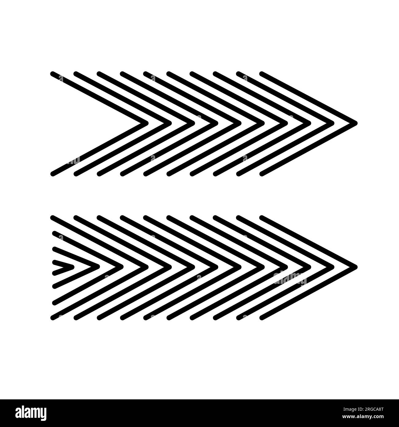 Arrows set simple hand drawn vector illustration, horizontal sign pointing direction to right ...