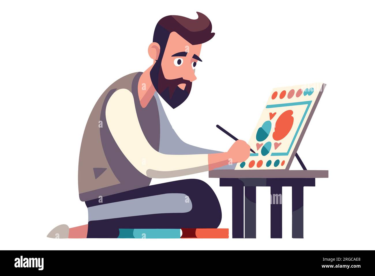 Young painting artist landscape Stock Vector Images - Alamy