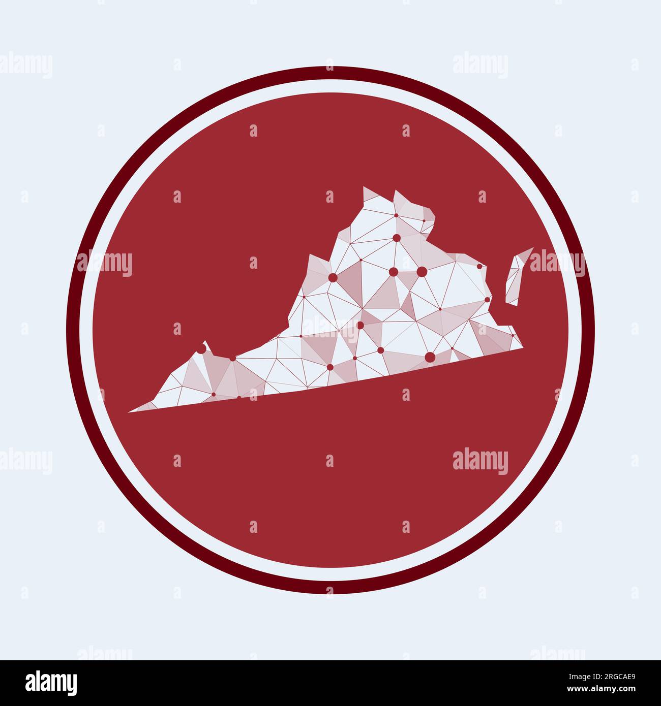 Virginia icon. Trendy tech logo of the US state. Geometric mesh round ...