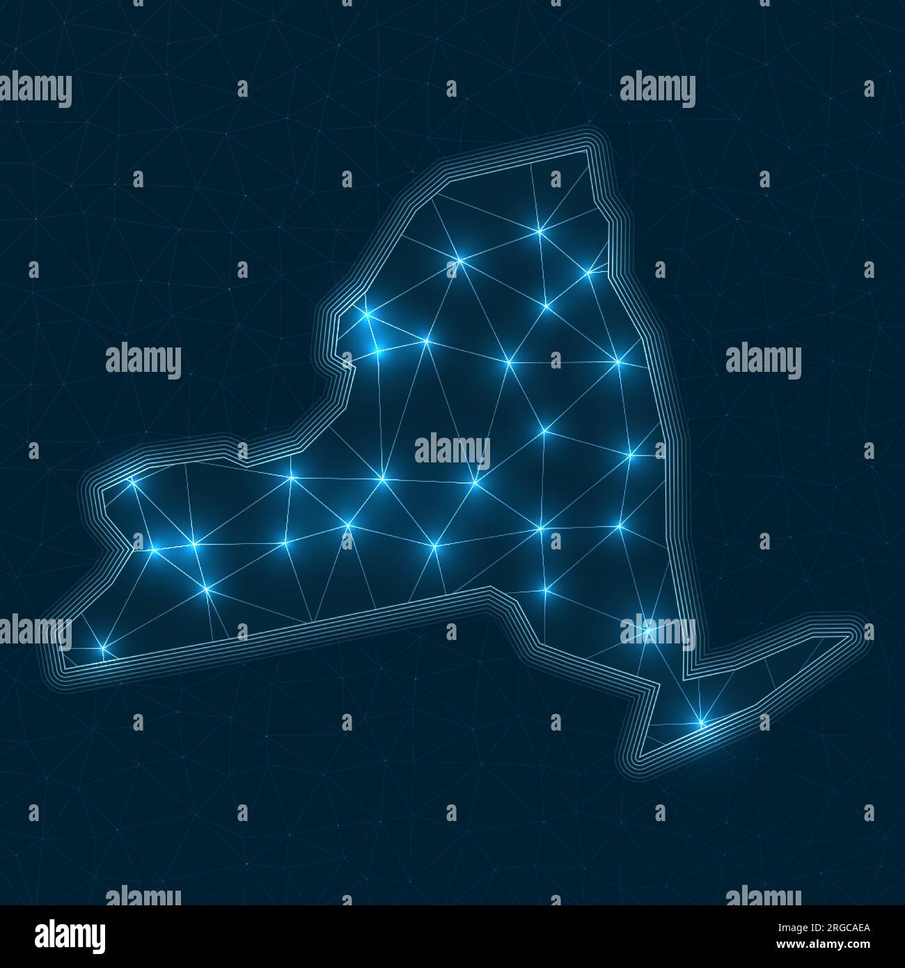 New York network map. Abstract geometric map of the US state. Digital ...