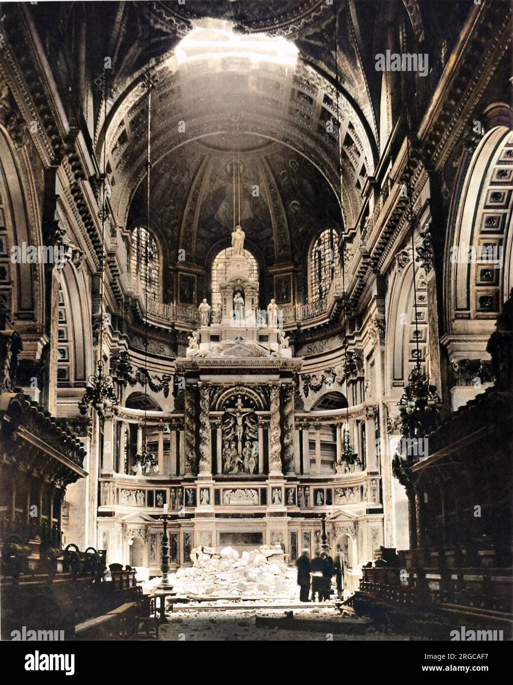 The High Altar of St. Paul's Cathedral, London, after a German bomb had ...