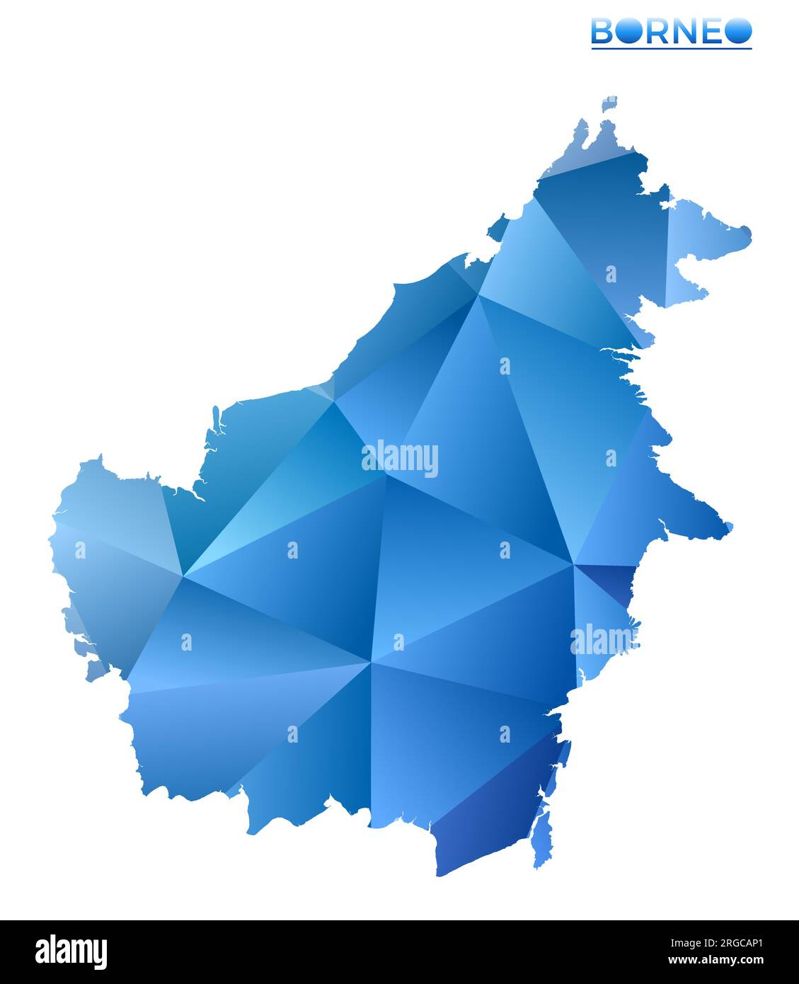 Vector polygonal Borneo map. Vibrant geometric island in low poly style. Vibrant illustration ...