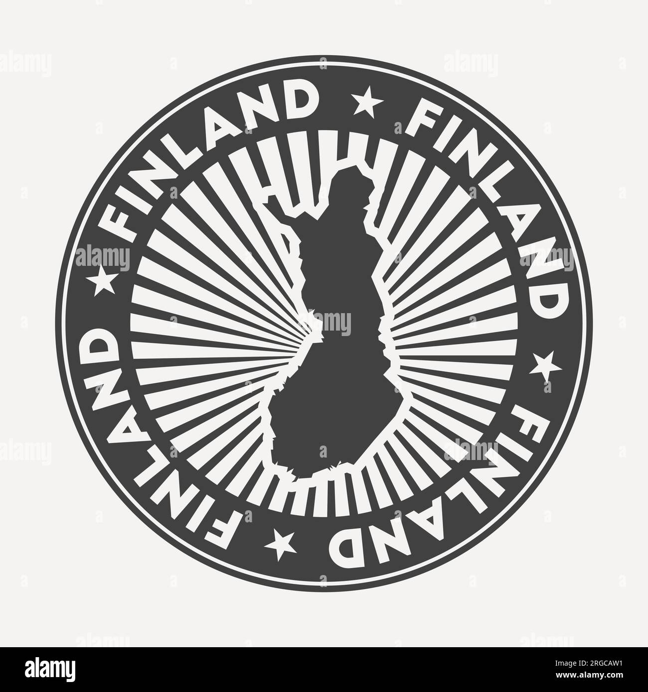 Finland round logo. Vintage travel badge with the circular name and map ...