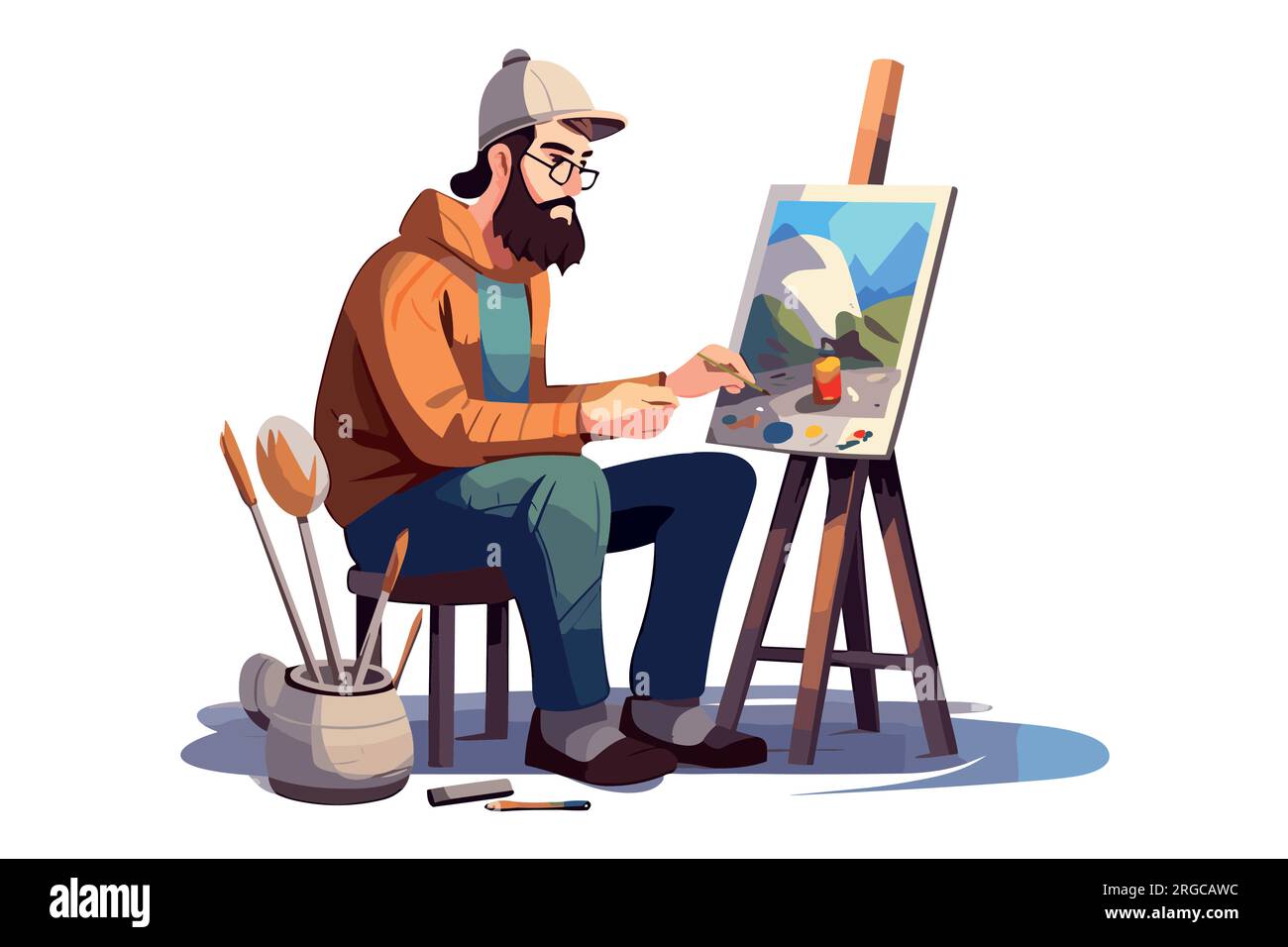 Young male painting artist landscape Stock Vector Images - Alamy