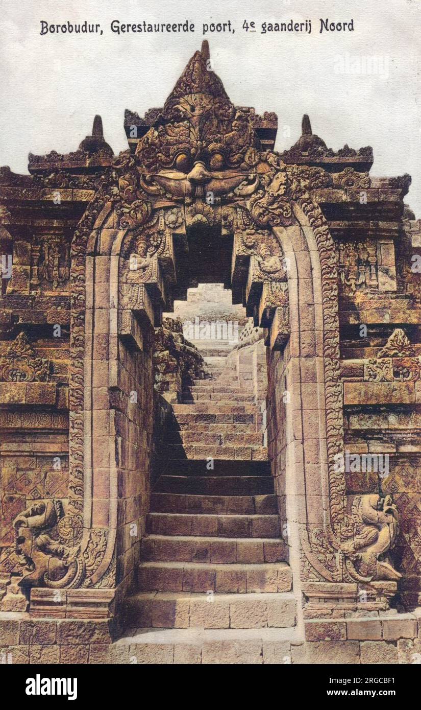 Borabadur, Java, Indonesia. - Restored gate, 4th north gallery ...