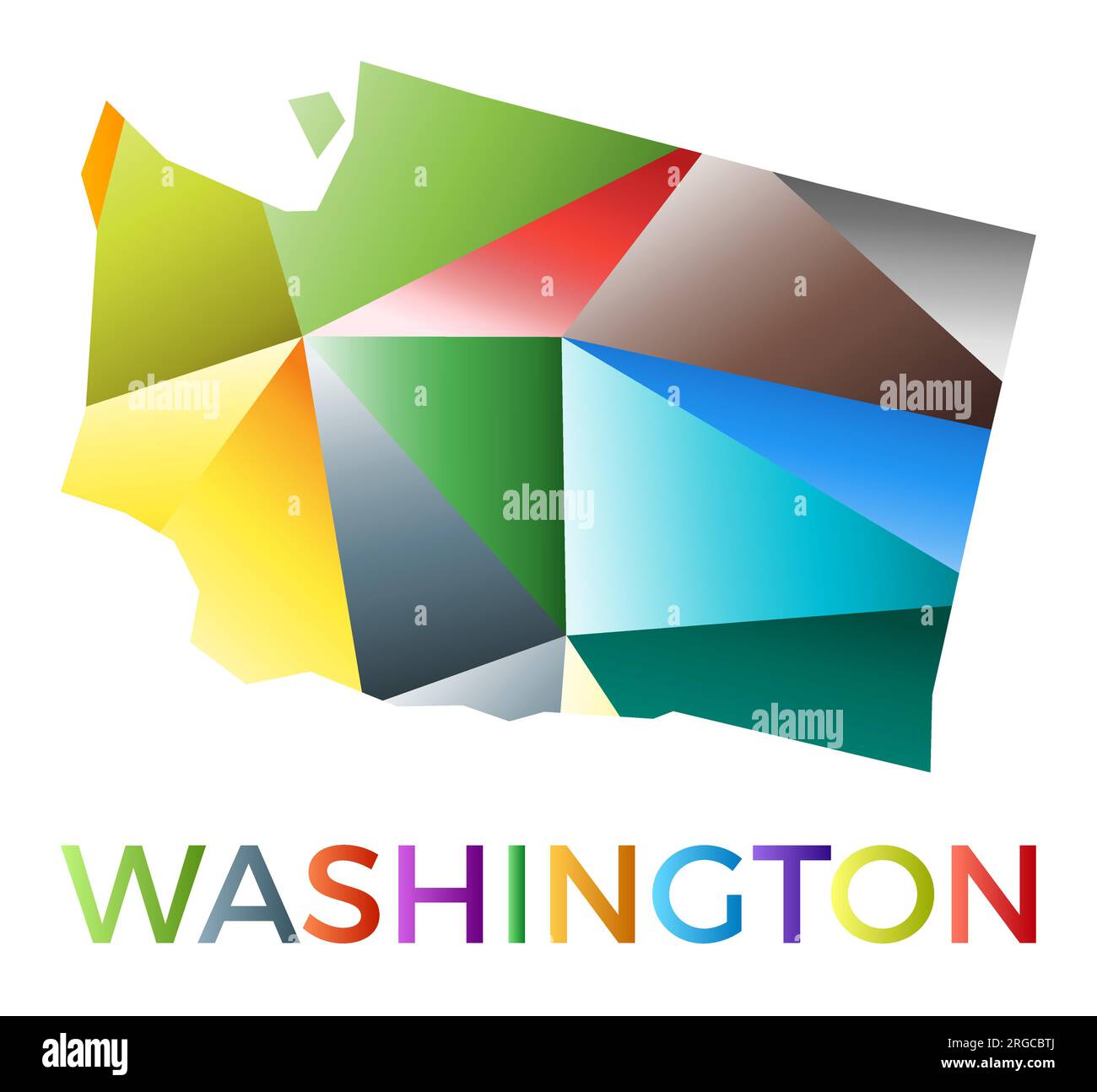 Bright colored Washington shape. Multicolor geometric style US state ...
