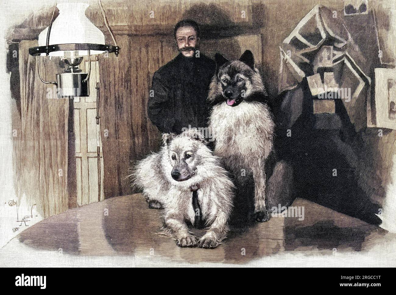 Sir FREDERICK GEORGE JACKSON Explorer in the Arctic, with two of his ...