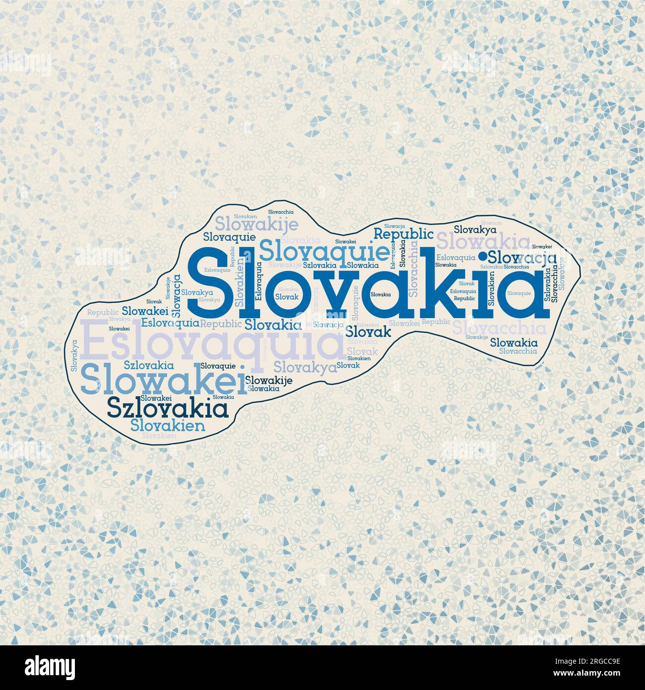 Slovakia shape with country names word cloud in multiple languages ...