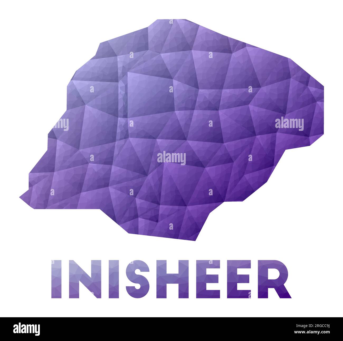 Map of Inisheer. Low poly illustration of the island. Purple geometric ...