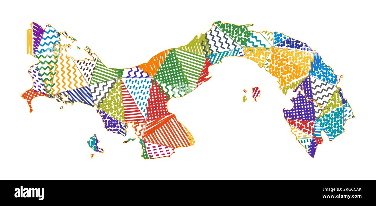 Kid style map of Panama. Hand drawn polygons in the shape of Panama ...