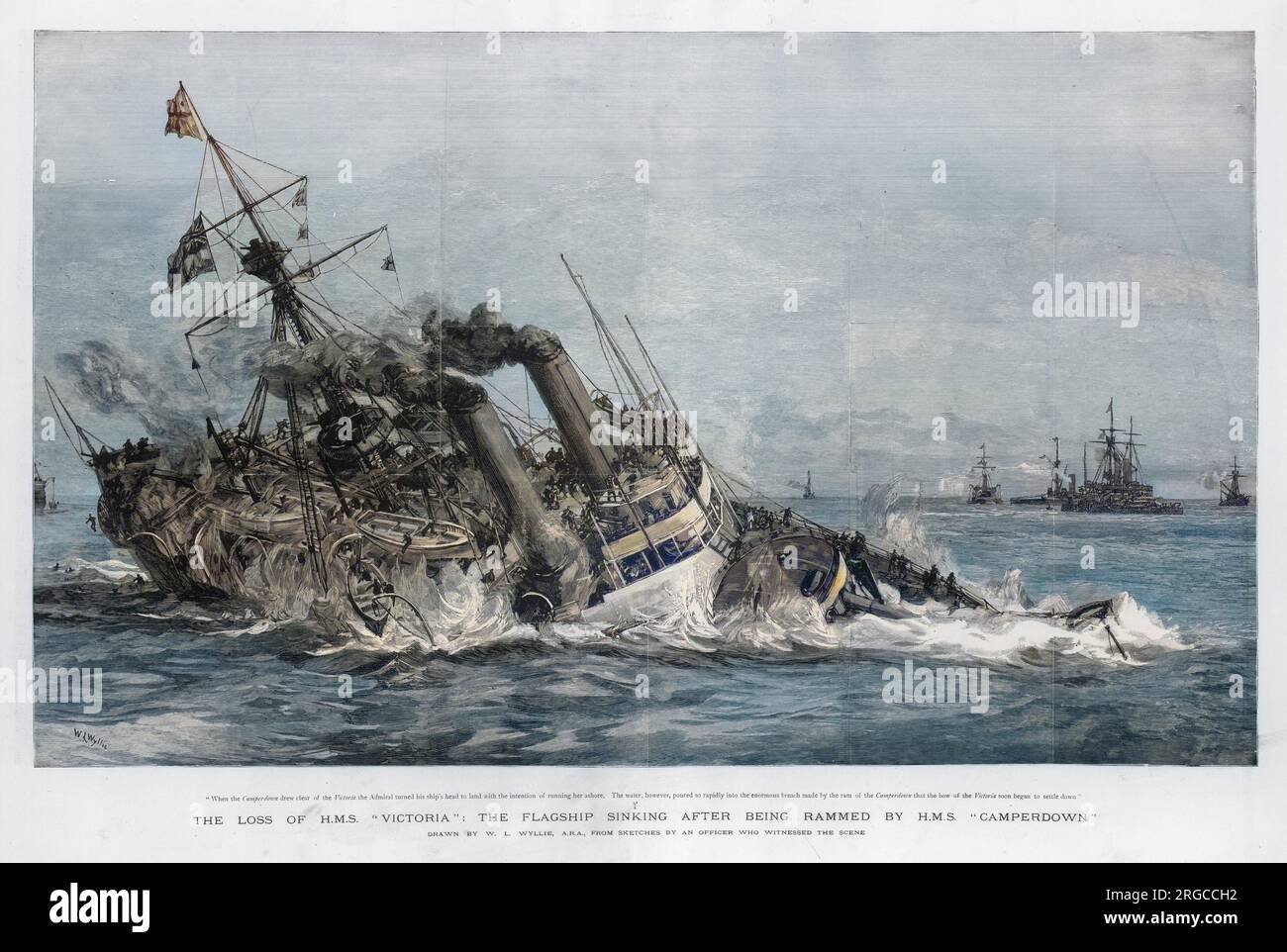 Owing to error and obstinacy on Admiral Tryon's part, the battleships ...