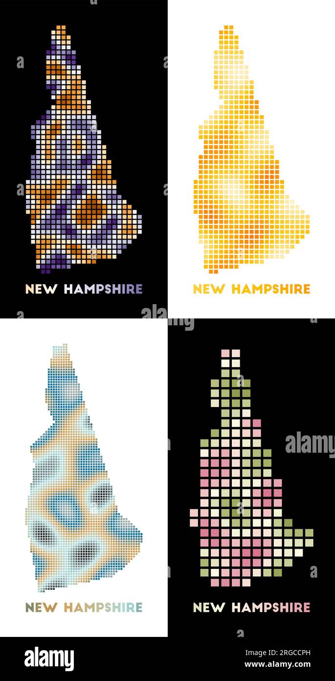 New Hampshire map. Collection of map of New Hampshire in dotted style ...