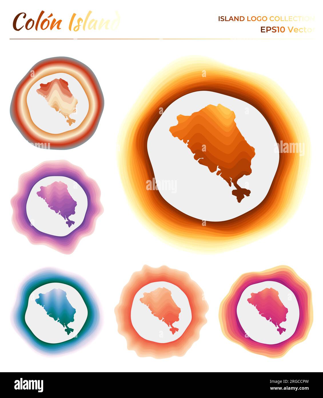 Colon Island logo collection. Colorful badge of the island. Layers ...