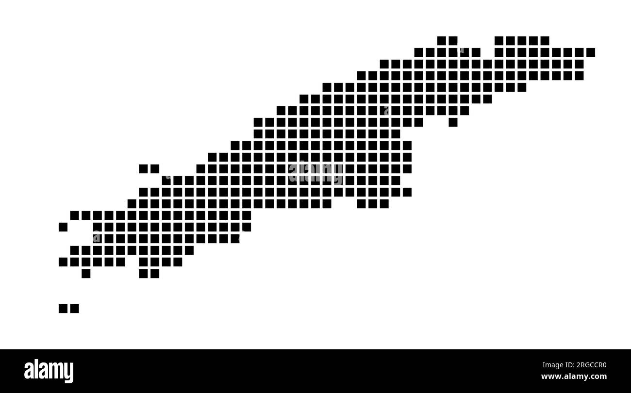 Hydra map. Map of Hydra in dotted style. Borders of the island filled ...