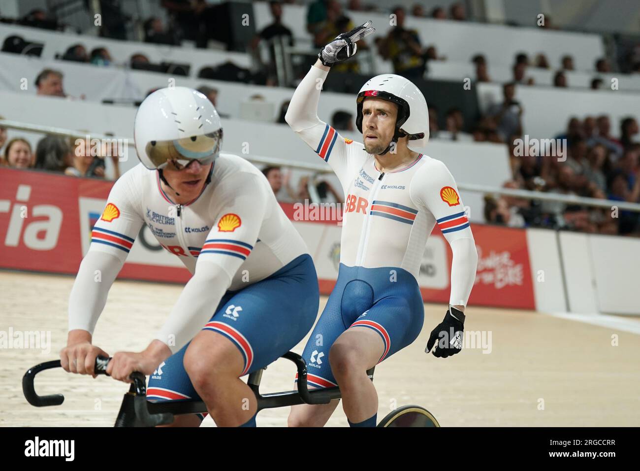 Great Britain's Neil Fachie celebrates with pilot Matthew Rotherham ...